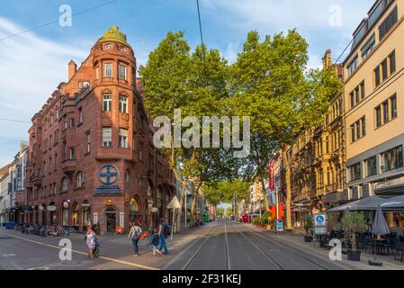 Karlsruhe, Germany, September 16, 2020: People are walking on a street ...