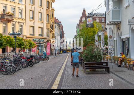 Karlsruhe, Germany, September 16, 2020: People are walking on a street ...