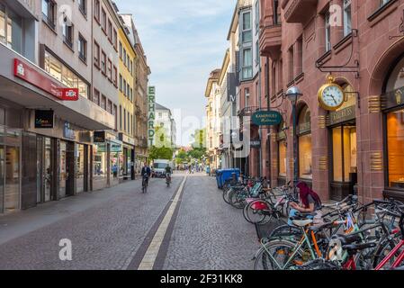 Karlsruhe, Germany, September 16, 2020: People are walking on a street ...