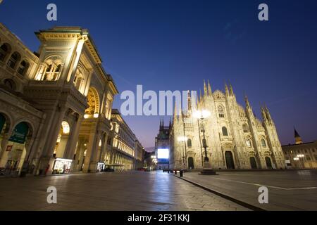 Milan, Italy - August 30, 2017: long exposure shot of Piazza del Duomo ...
