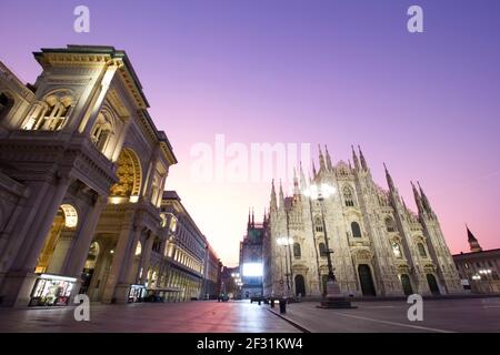 Milan, Italy - August 30, 2017: long exposure shot of Piazza del Duomo ...