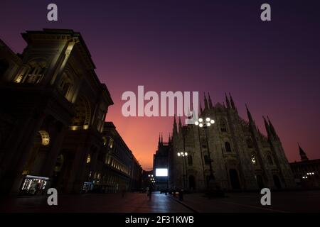 Milan, Italy - August 30, 2017: long exposure shot of Piazza del Duomo ...