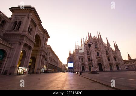 Milan, Italy - August 30, 2017: long exposure shot of Piazza del Duomo ...