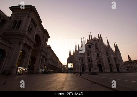Milan, Italy - August 30, 2017: long exposure shot of Piazza del Duomo ...