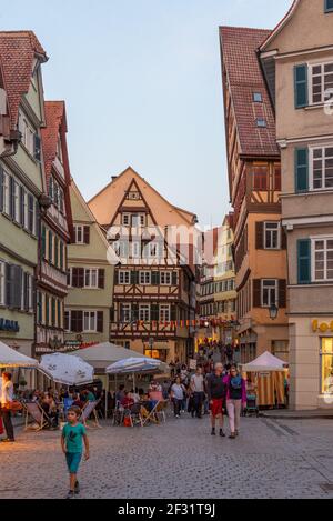 Tubingen, Germany, September 19, 2020: Colorful facades of houses ...