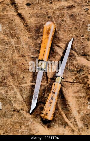 Vintage handmade sharp tools, France Stock Photo - Alamy