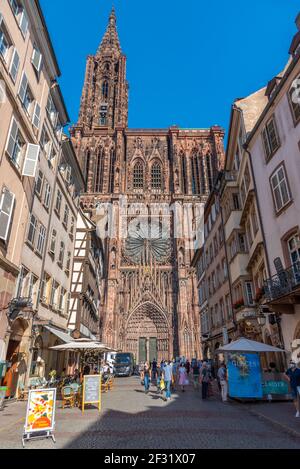 Strasbourg, France, September 21, 2020: People are strolling Kleber ...