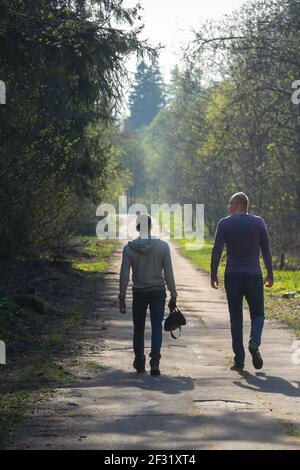 Friends Walking Outdoors Forest Concept Stock Photo - Alamy
