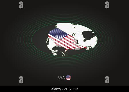 HUD map of the USA. Futuristic digital dark blue background. Vector ...
