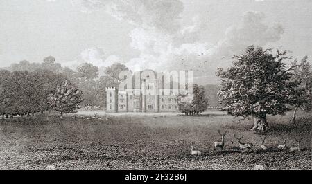 A historical view of the stately home Belhus in Essex, England, UK, the ...