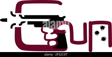 Gun, pistol glyph icon. Firearm. Silhouette symbol. Negative space ...