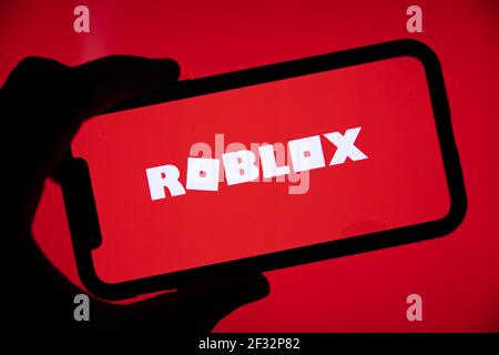 LONDON, UK - March 2021: Roblox game logo in front of stock market ...