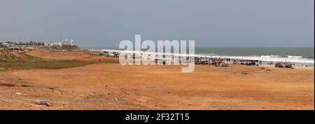 Outdoor recreation and activity along miles of beach in Accra, Ghana ...