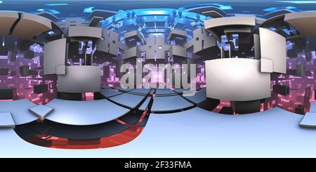360 degree alien labyrinth, abstract maze background, equirectangular ...