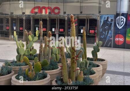 An AMC movie theater is seen on 42nd Street in Manhattan, New York City ...