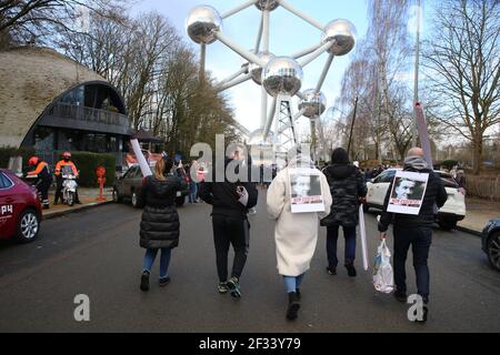 Illustration picture shows a protest action of taxi drivers at the ...