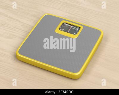 Mechanical weighing scale on the wood floor, top view Stock Photo - Alamy
