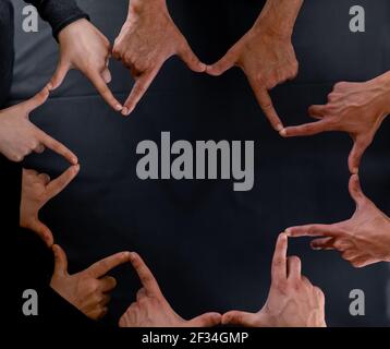 People hands making symbols together Stock Photo - Alamy