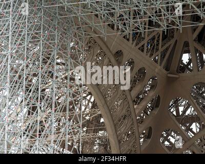 A view of the scaffolding erected for the renovation of the landmark ...