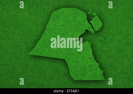 Map of Kuwait on green felt Stock Photo - Alamy