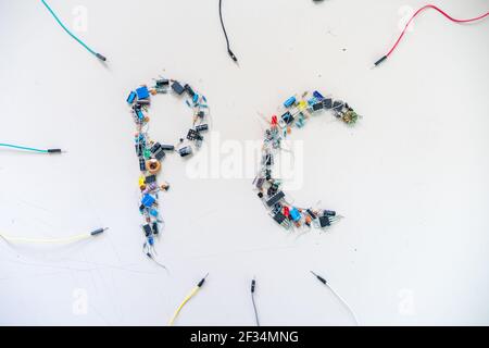 Pc pattern formed by electronic parts Stock Photo - Alamy