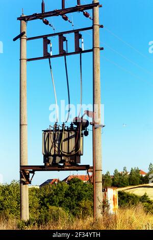 View of electrical transformer in rural area in India Stock Photo - Alamy