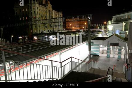 Belorussky railway station at night -- is one of the nine main railway ...