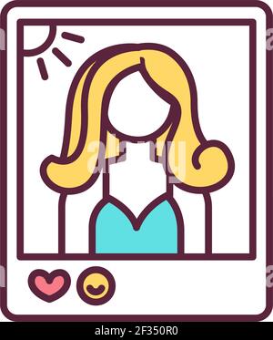 Posting photo isolated cartoon vector illustration. Teen girl taking ...