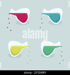 Vector science illustration with flasks, equipment stand, burner, tools ...