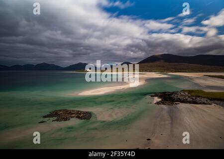 General view of the coastland in Isle of Harris in the Outer Hebrides ...
