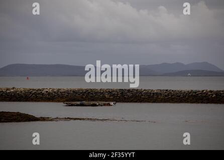 The view from Leverburgh port on Isle of Harris in the Outer Hebrides ...