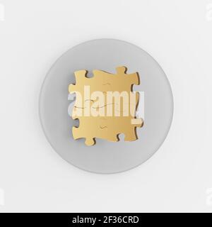 Gold puzzles icon. 3D rendering white square button key, interface element Stock Photo - Alamy