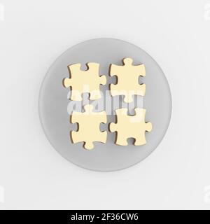 Gold puzzles icon. 3D rendering white square button key, interface element Stock Photo - Alamy