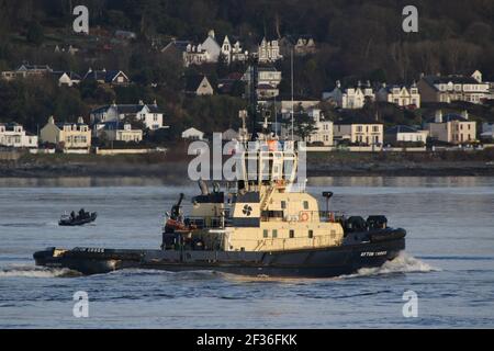 Ayton Cross, a Svitzer tug boat based at Greenock on the Firth of Clyde ...
