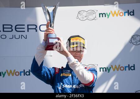 SHWARTZMAN Robert, Prema Racing, portrait, podium with LUNDGAARD ...