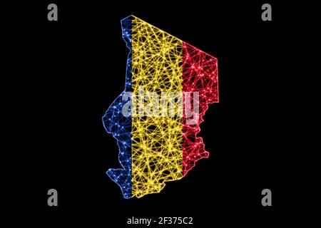 Map of Chad, Polygonal mesh line map, modern colorful map Stock Photo ...