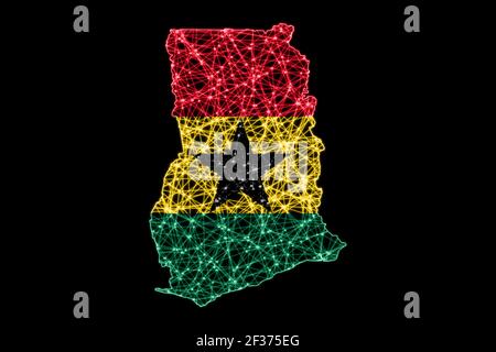 Map of Ghana, Polygonal mesh line map, modern colorful map Stock Photo ...