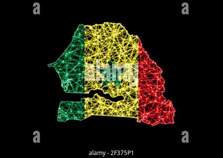 Map of Senegal, Polygonal mesh line map, modern colorful map Stock ...