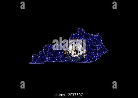 Map of Kentucky, Polygonal mesh line map, modern colorful map Stock ...