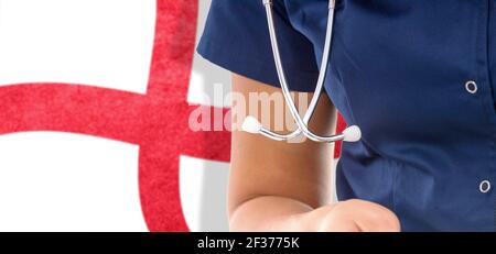 England national healthcare system female doctor with stethoscope Stock ...
