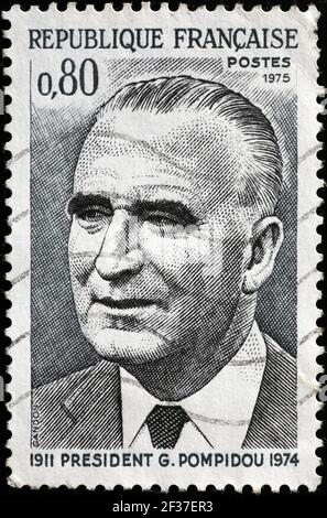 Georges Pompidou portrait on french postage stamp Stock Photo - Alamy