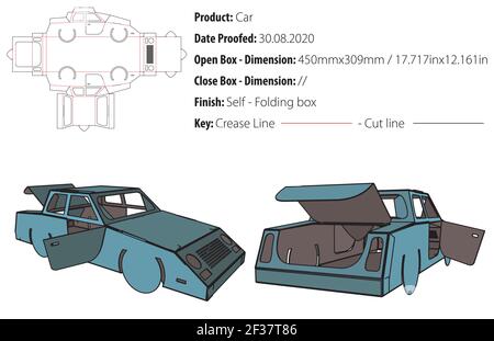 Van box packaging design template selflock die cut - vector Stock ...