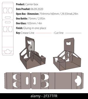Carrier house box packaging design template gluing die cut - vector ...