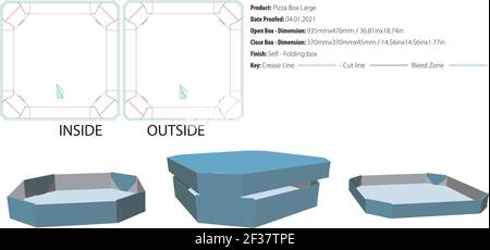 Octagon pizza box large packaging template self lock die cut-vector ...
