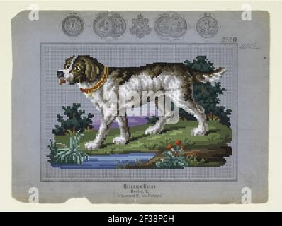 Berlin Wool Work Hunting Dog. Design on squared paper for Berlin wool ...
