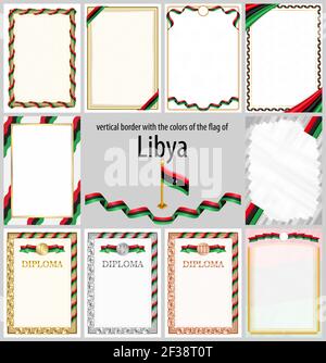 Vertical frame and border with Libya flag, template elements for your ...