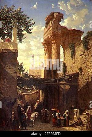 Prosper Marilhat - Une rue au Caire Stock Photo - Alamy