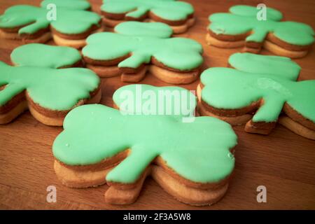 shamrock shaped biscuits produced to celebrate st patricks day in ...