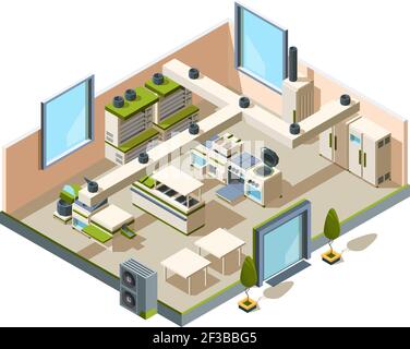Restaurant kitchen interior with professional equipment for cooking ...