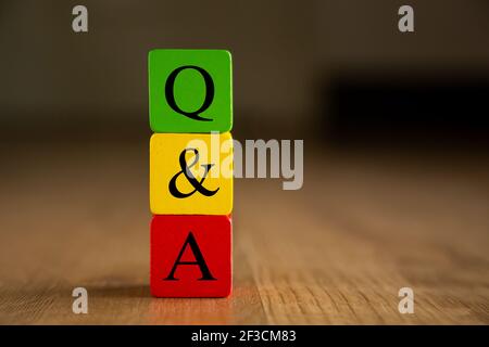 Wooden Blocks with the text: Answers. Questions and answers support ...